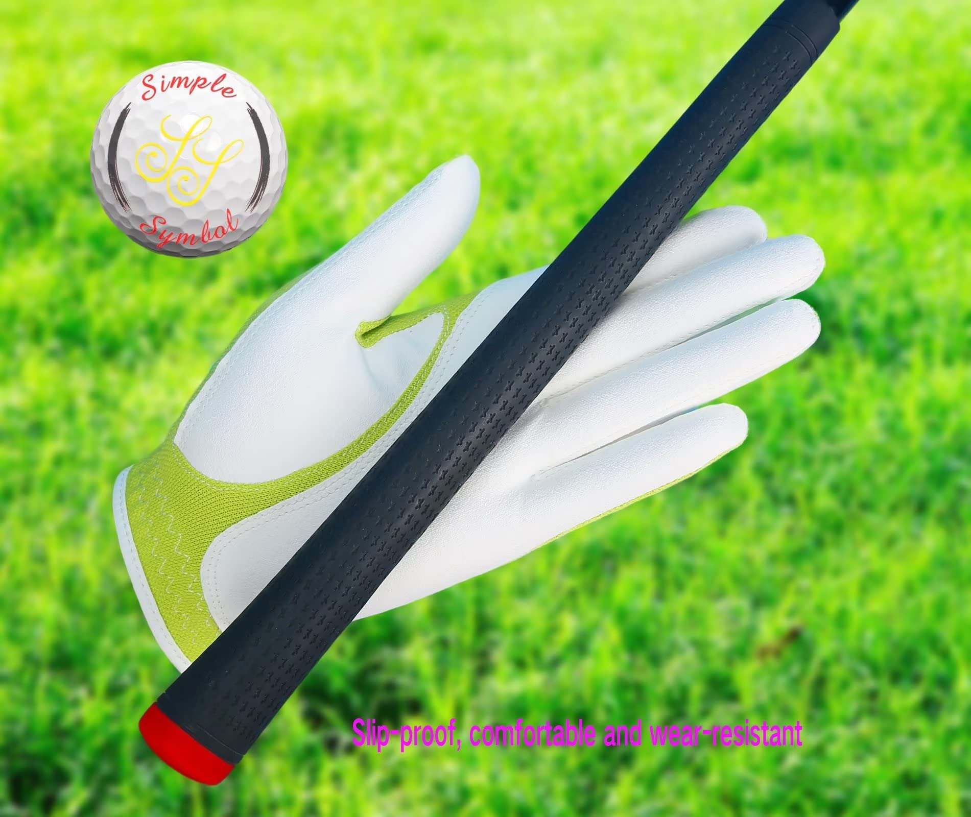 SIMPLE SYMBOL Women's RainGrip Golf Glove Two Pack,Hot Wet Weather Comfort,(Two Left Hands Or Two Right Hands Or One Pair) Four Colors to Choose from Pink/Purple/White/Green(Green,S,Right)