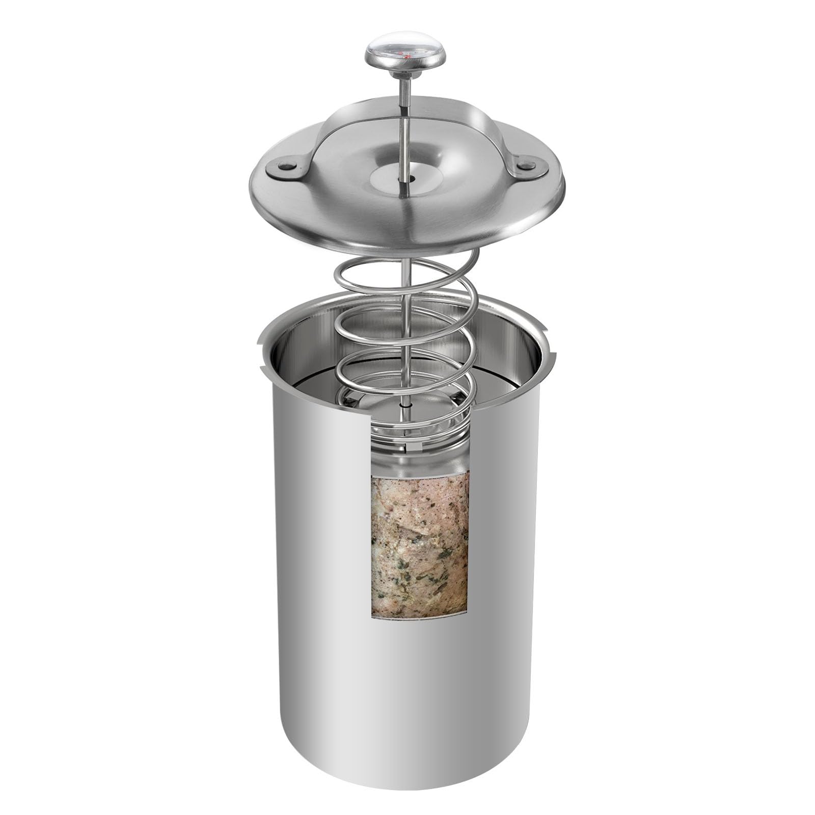 Stainless Steel Ham Maker Meat Press Cooker for Making Healthy Homemade Deli Meat with Thermometer - Kitchen Bacon Meat Pressure Cookers Boiler Pot Pan Stove
