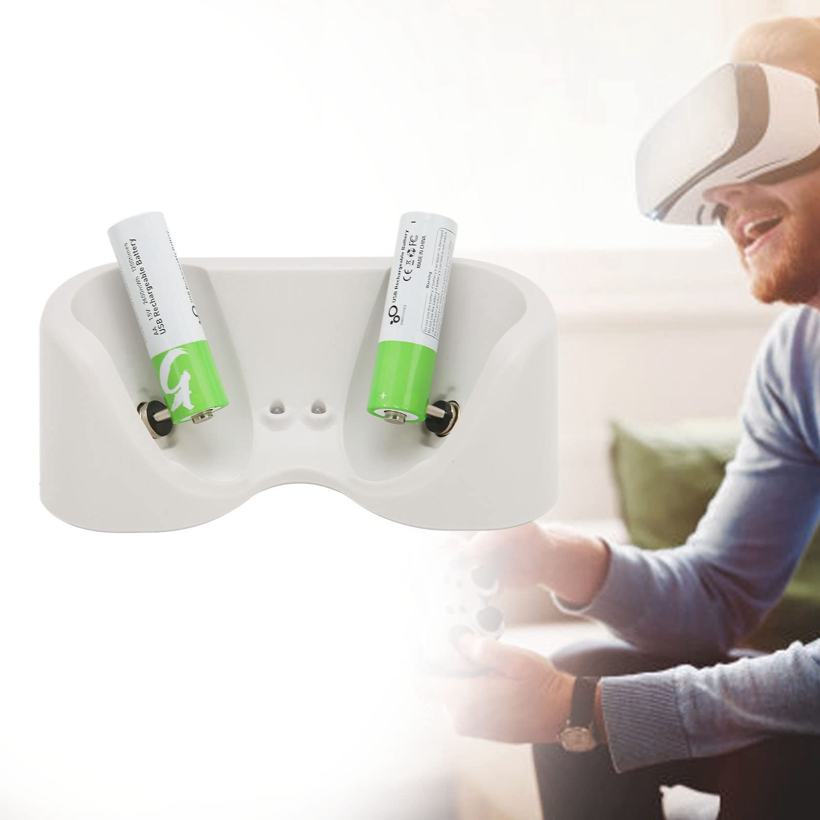 PUSOKEI Charging Dock for Oculus 2, Oculus Certified Charging Station Stand Set, VR Controller Charging Dock with 2 Rechargeable Batteries Magnetic Charging Cable
