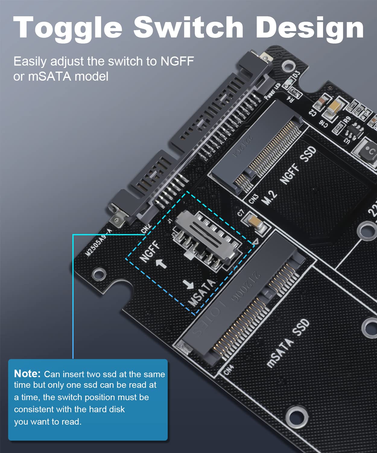 ZEXMTE M.2 NGFF or mSATA to SATA III Adapter, 2-in-1 M.2 to USB Adapter, NGFF or mSATA USB 3.0 Adapter Converter as Portable 2.5'' SATA Hard Drive, mSATA to SATA Enclosure(USB SATA Adapter Included)