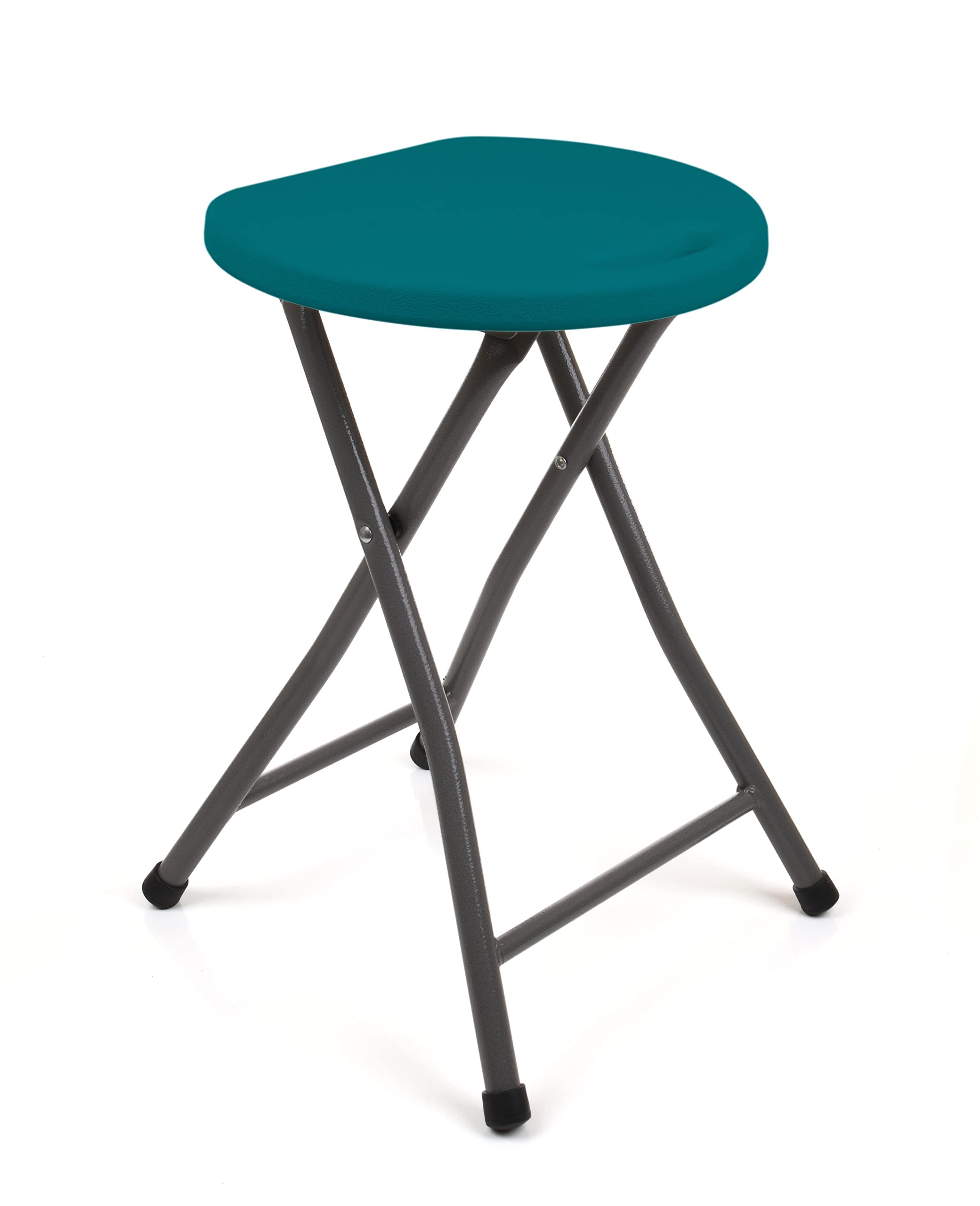 Mintra Home Folding Stools - 18.5in Height, Metal, Heavy Duty (1 Pack, White)