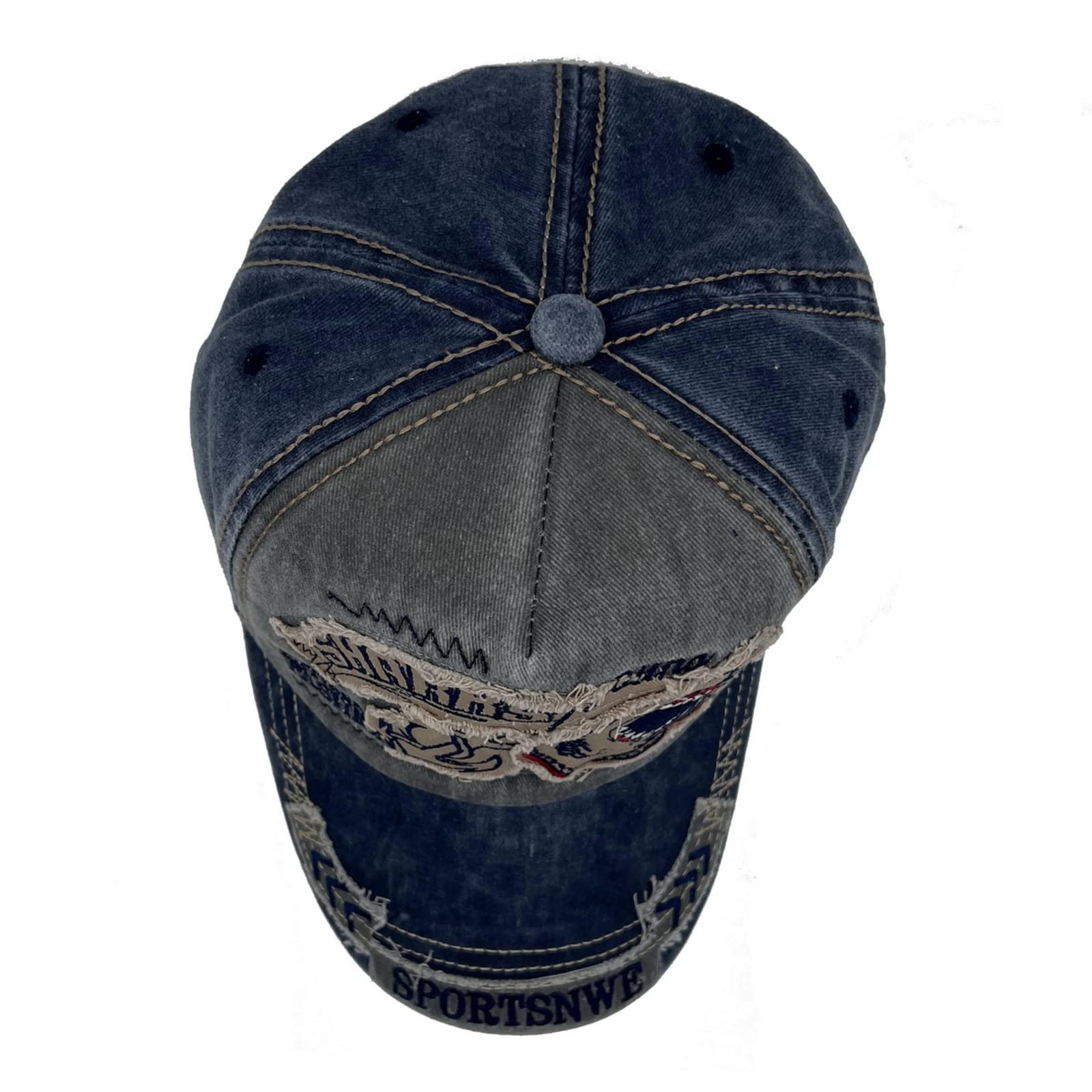 Retro Shark Embroidered Baseball Cap Cotton Washable Snapback Hat Men Women Stretch Truck Caps Dad Hats Navy Blue