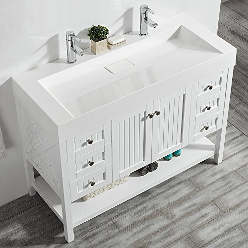 Vinnova Pavia 48β Single Vanity in White with Acrylic Under-Mount Sink Without Mirror