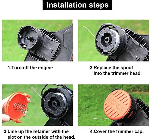 LesinaVac Weed Eater Spool Replacement Parts for Black and Decker AF-100 with String Trimmer Spool Refills Line 30ft 0.065", 12 Replacement Spools, 2 Spool Cap& Spring