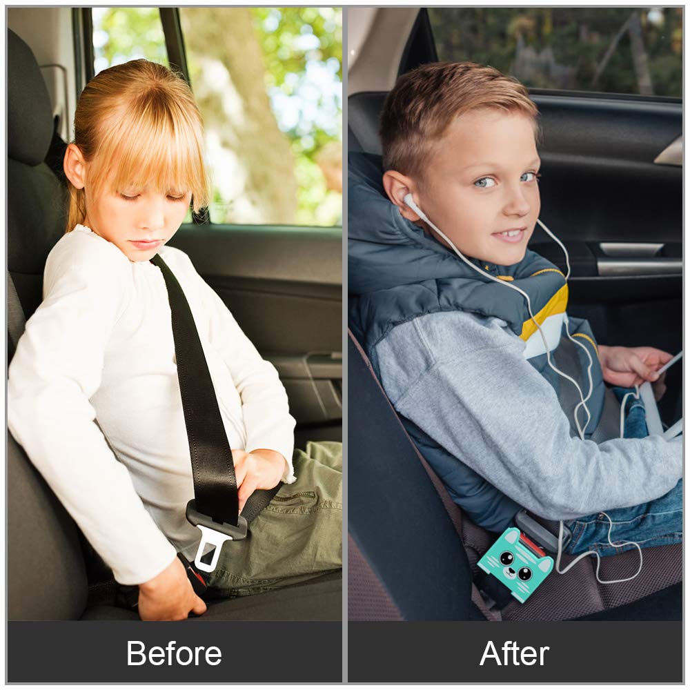Morlike 2 Pack Silicone Booster Seat Belt Buckle Holder (Animal-Blue)