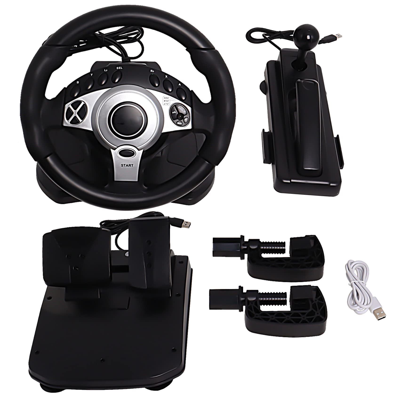 PXN Gaming Racing Steering Wheel 270/900 Degree for Compatible with PS4 PS3 PC XBOX 360 XBOX ONE NS SWITCH ANDROID Driving Force Steering Wheel with Pedals