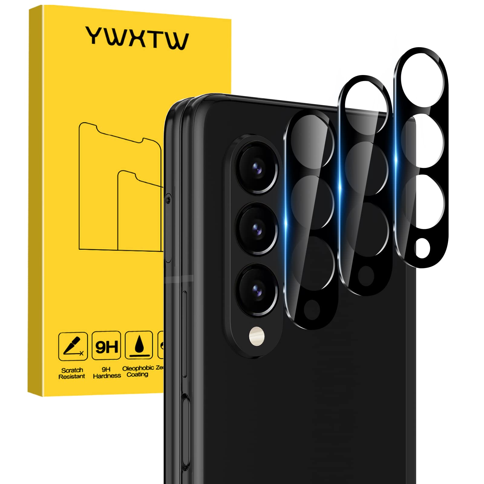 YWXTW 3 Pack for Samsung Galaxy Z Fold 4 Camera Lens Protector, 9H Tempered Glass, Anti Scratch, Ultra Thin, Case Friendly [Does Not Affect Night Shots]