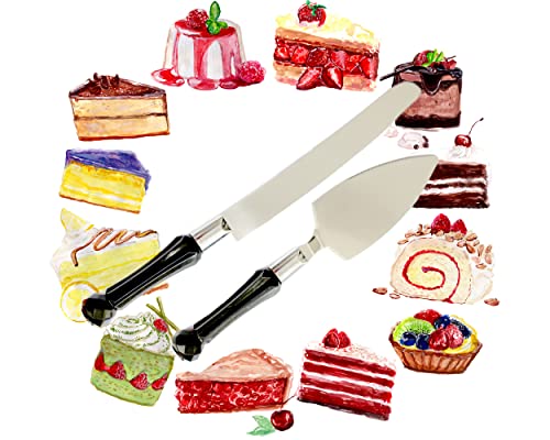 MoonShield Cake Knife & Server Spatula Cake Cutting Set - Wedding Cake Knife Set - Serving Set for Receptions Birthdays - Match the Color to Your Event Theme - Cake Knife and Cutter - Best Gift Set