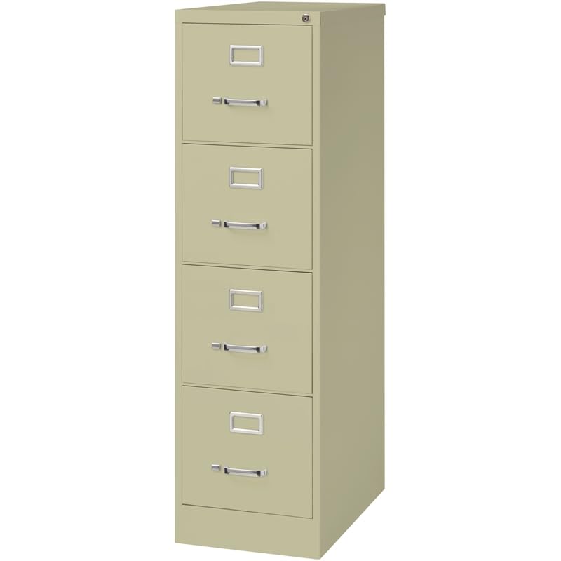 Pemberly Row 25" Deep 4 Drawer Letter File Cabinet in Putty, Fully Assembled