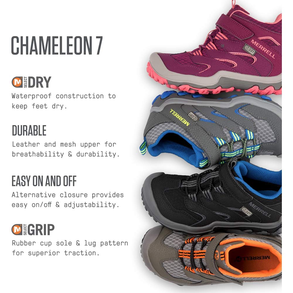 Merrell Chameleon 7 Access MID A/C WTR Hiking Boot, Berry/Coral, 3 US Unisex Little Kid