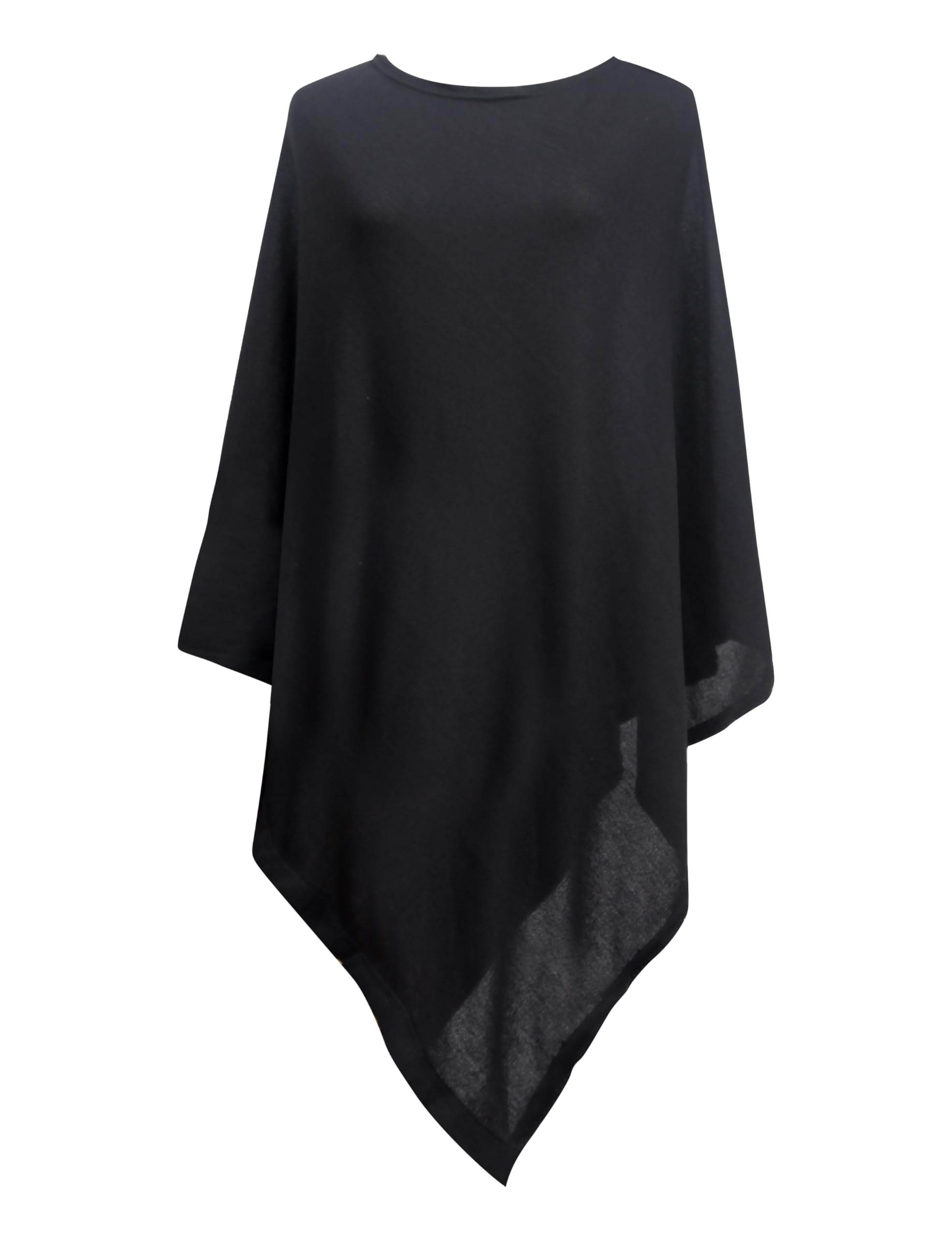 MissShorthair Women's Lightweight Knitted Scarf Poncho Sweater Cape Shawl Versatile Spring Summer Ponchos Wraps Black
