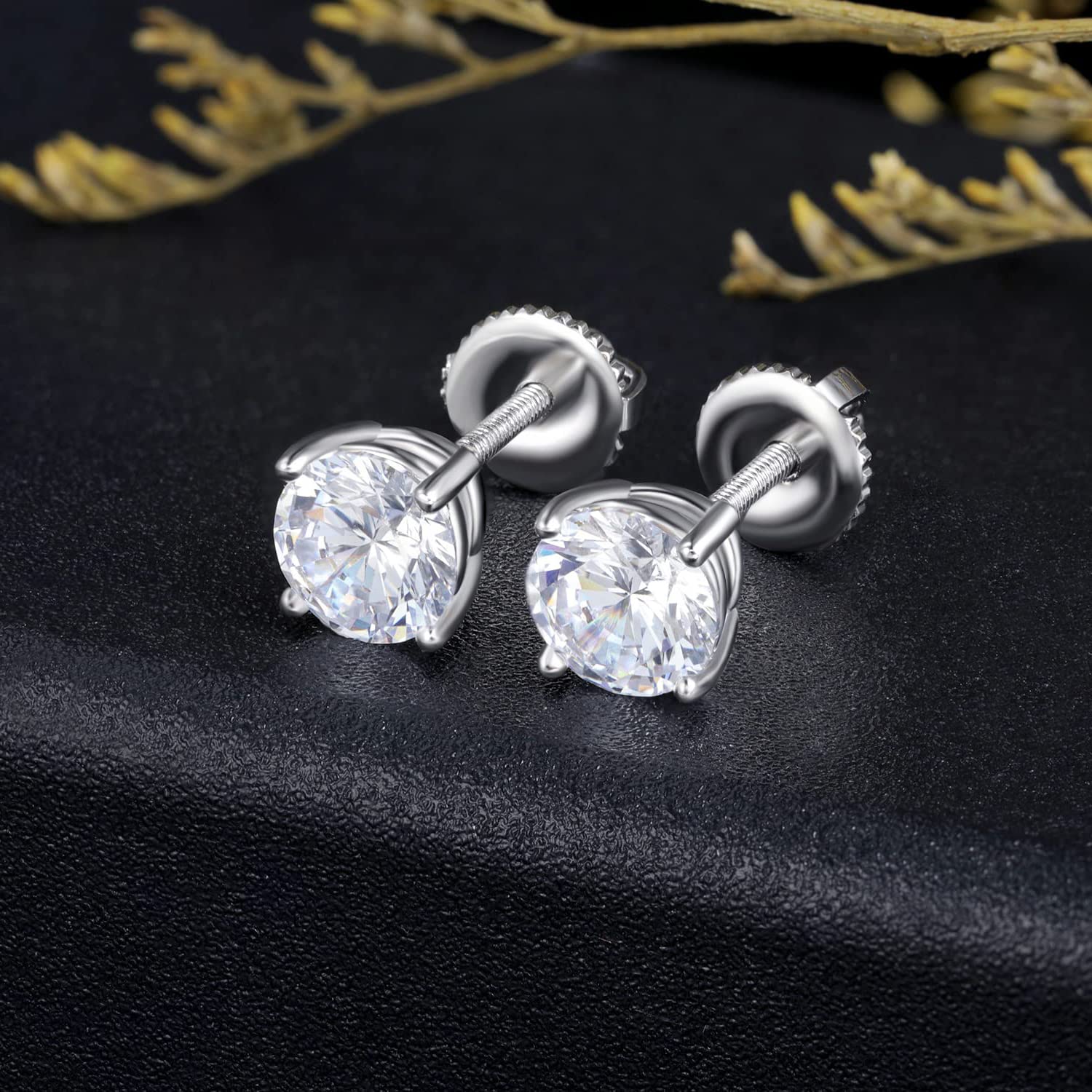 Pack of Screw Back Earrings 18K Gold Plated Cubic Zirconia CZ Simulated Diamond Studs for Women Men Hypoallergenic for Sensitive Ears Helix Piercing Post