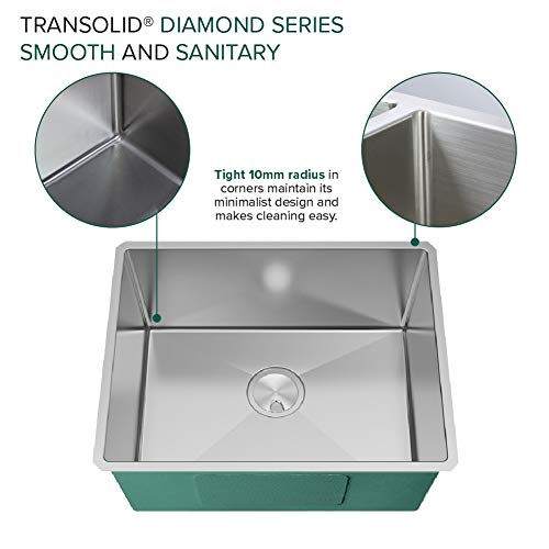 Transolid KKM-DUSB231810 Diamond 23-in L x 18-in W Single Bowl Undermount Kitchen Sink and Accessories Kit in Stainless Steel