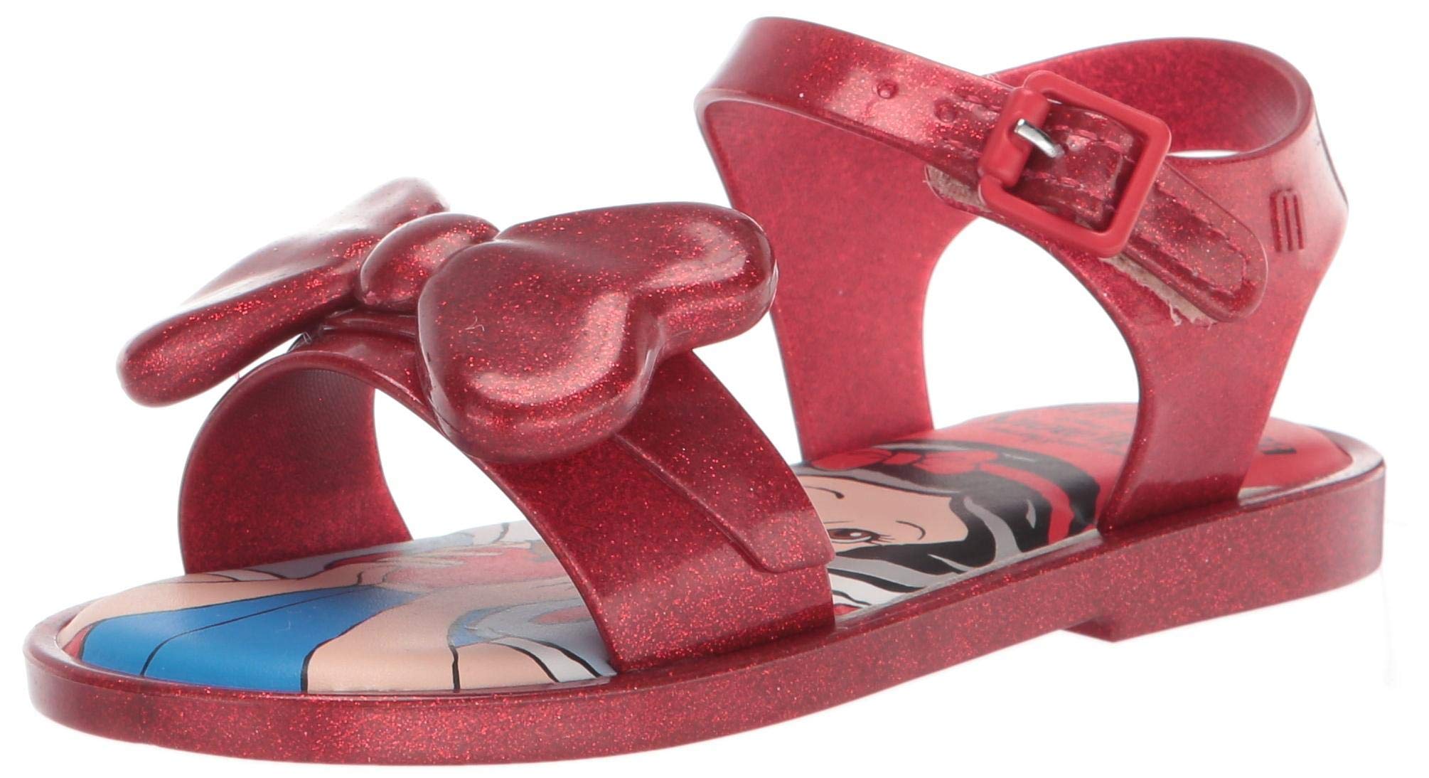 Mini Melissa Girls' Mini MAR Sandal + Snow White Slipper, RED, 6 Medium US Toddler