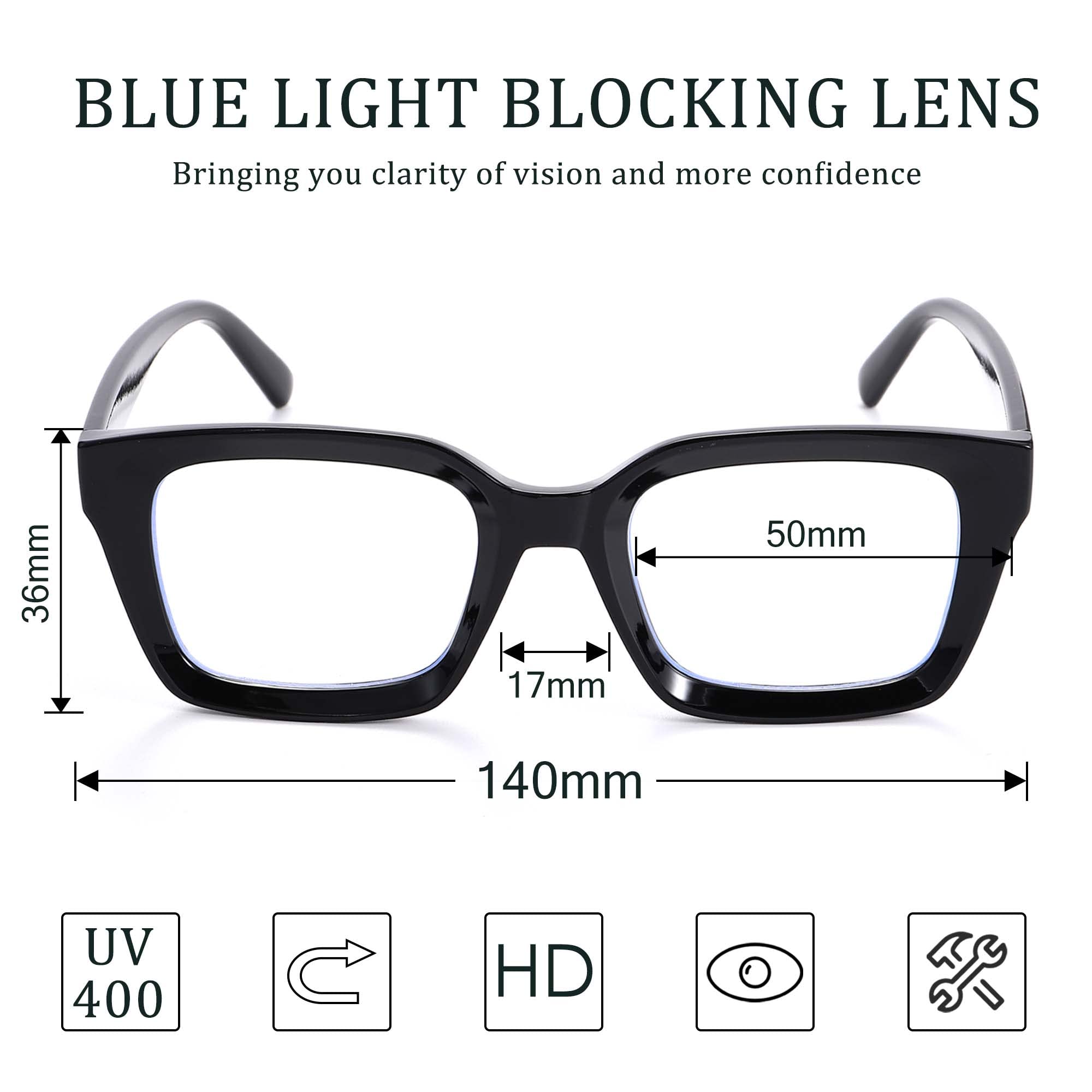 Rmerom Blue Light Glasses for Women Men Fashion Black Glasses Classic Square Eyewear Thick Non Prescription Frame (Black Glasses)
