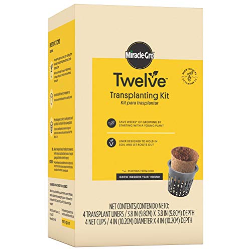 Miracle-Gro Twelve Transplanting Kit, Includes 4 Coir Liners and 4 Large Net Cups - Use Twelve Indoor Growing System - Designed for Growing Plants in Hydroponic Systems