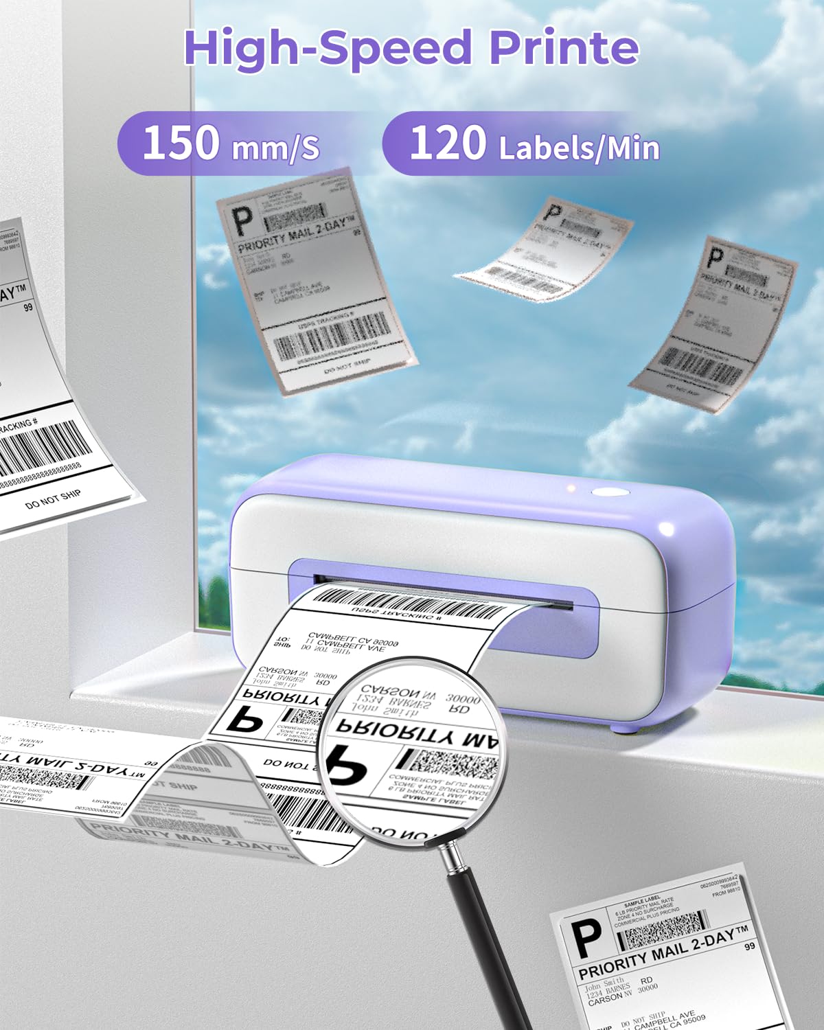 LabelCreate Thermal Shipping Label Printer, 4x6 Thermal Label Printer, Label Printer for Small Business, Direct Thermal Printer Compatible with Amazon Shopify Etsy Ebay FedEx USPS(Only USB)