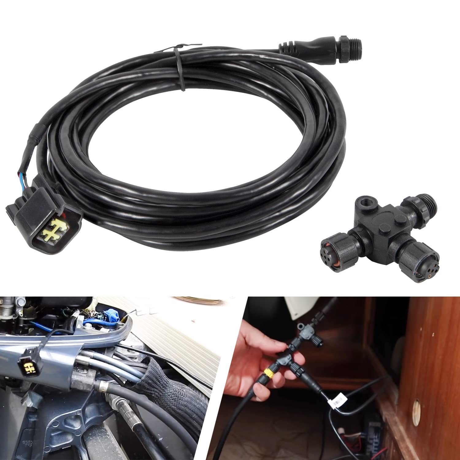 Replace for Yamaha Engine Interface Cable 000-0120-37, 3004.6865 NMEA 2000 Cable Connector and T Connector for Yamaha Outboard 2006-2023(4.5m/15ft)