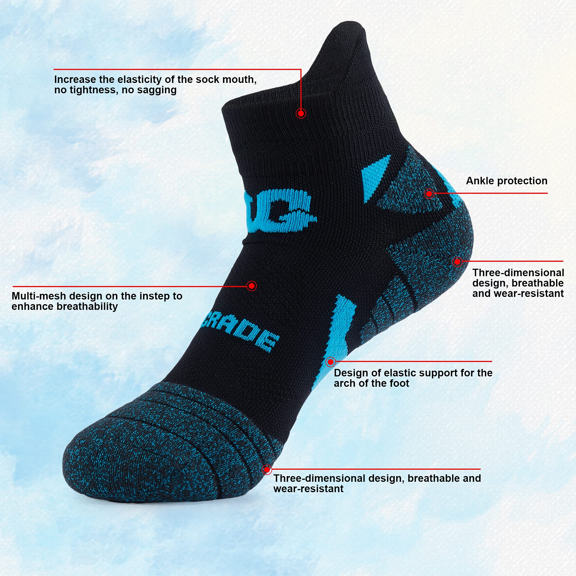 perunvie Women's Hiking Walking Socks 3 Pairs of Moisture Wicking 3D Cushioned Running Ankle Socks Size: 9-11