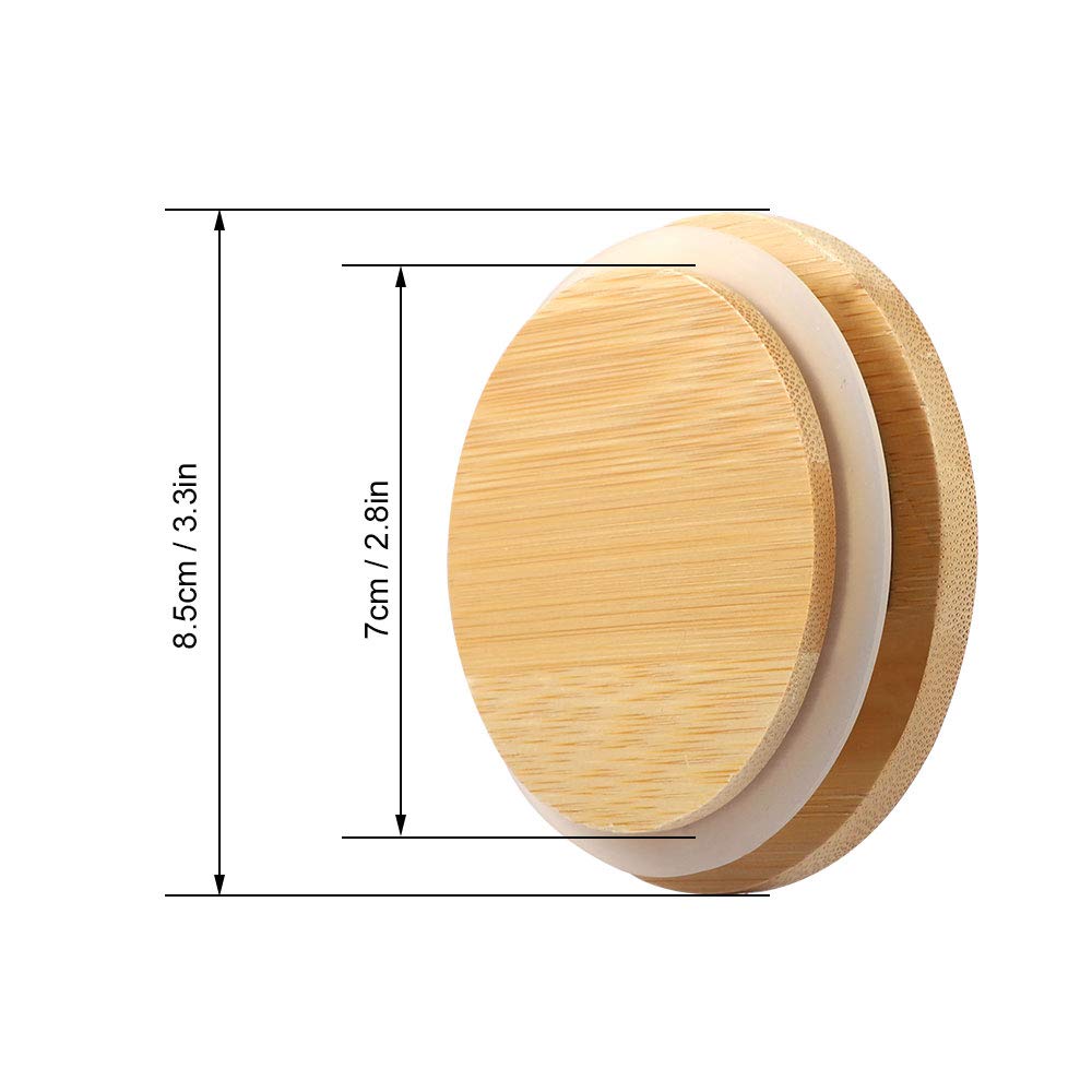 Picowe 6 Pack Bamboo Lids for Wide Mouth Mason Jar Storage Canning Jar Lids Ball Jars(Jars not included)