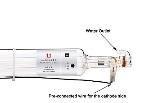 TEN-HIGH 60W CO2 Laser Tube 1000mm D50mm, Wires Preconnected with Coating, for Laser Cutter Laser Engraving Cutting Machine