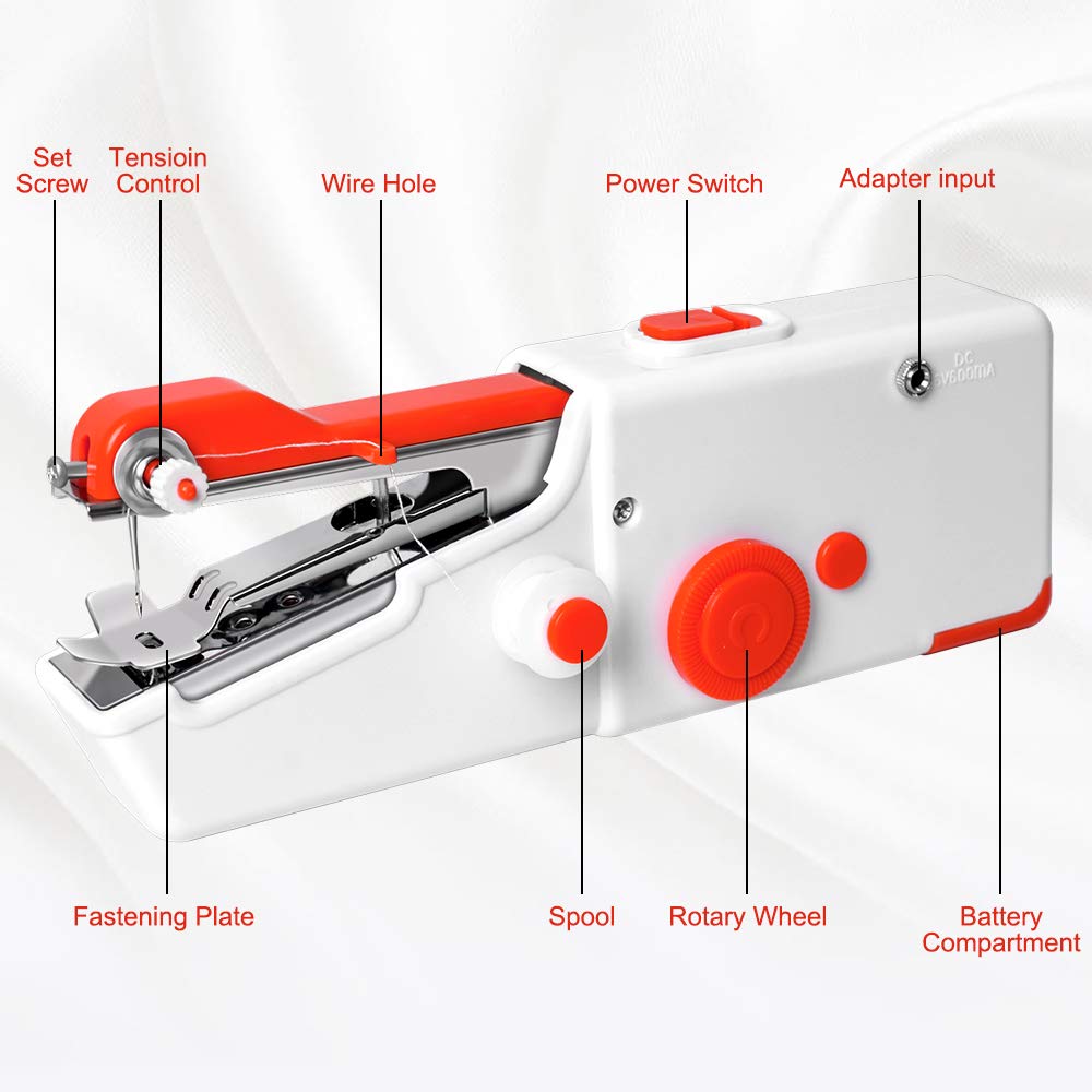 LorSou Handheld Sewing Machine, Mini Portable Electric Sewing Machine for Beginners Adult, Easy to Use and Fast Stitch Suitable for Clothes,Fabrics, Cutains,DIY Home Travel
