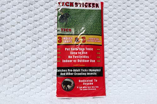 Tick Trapper Tick Sticker Flea, Tick, and Insect Trap - Non-Toxic and Easy to Use - Patent Pending Tick Attractant, Sticky Glue Traps Crawling Insects (Pack of 3)