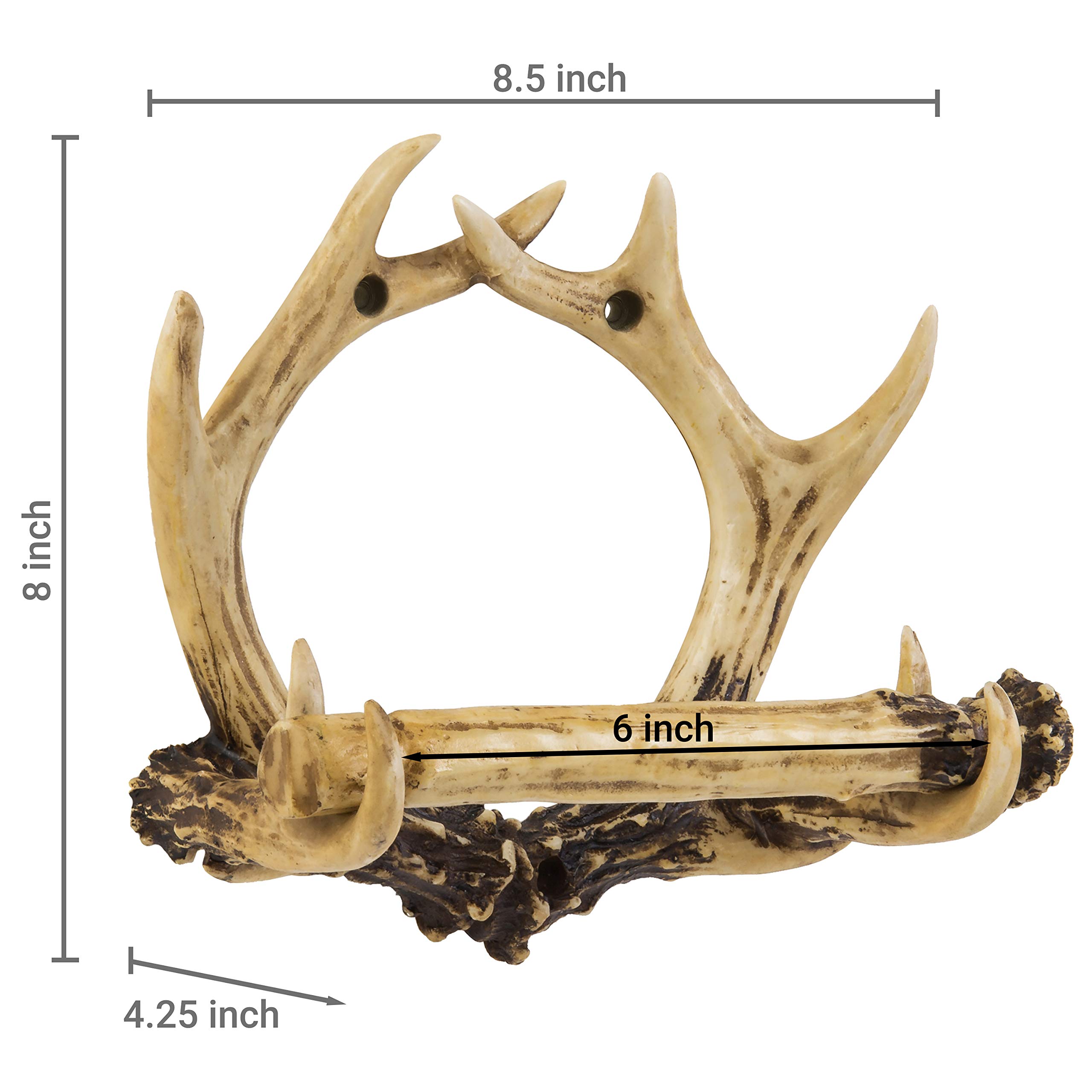 MyGift Wall Mounted Rustic Resin Single Toilet Paper Roll Holder with Deer Antler Shaped Design, Holds 1 Roll