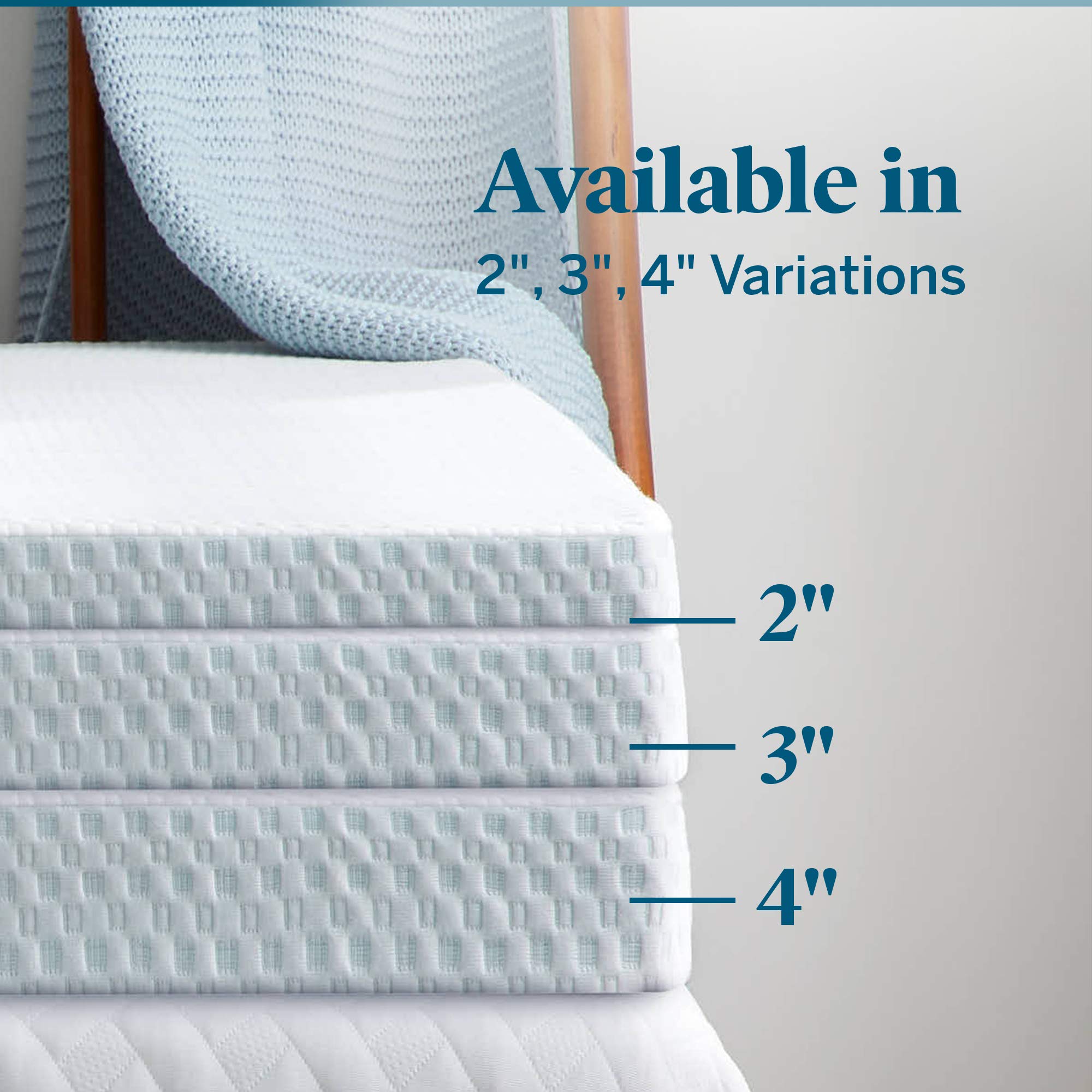 LUCID 4 Inch Ventilated Memory Foam Mattress Topper, Twin XL Size, Dorm Room Essentials