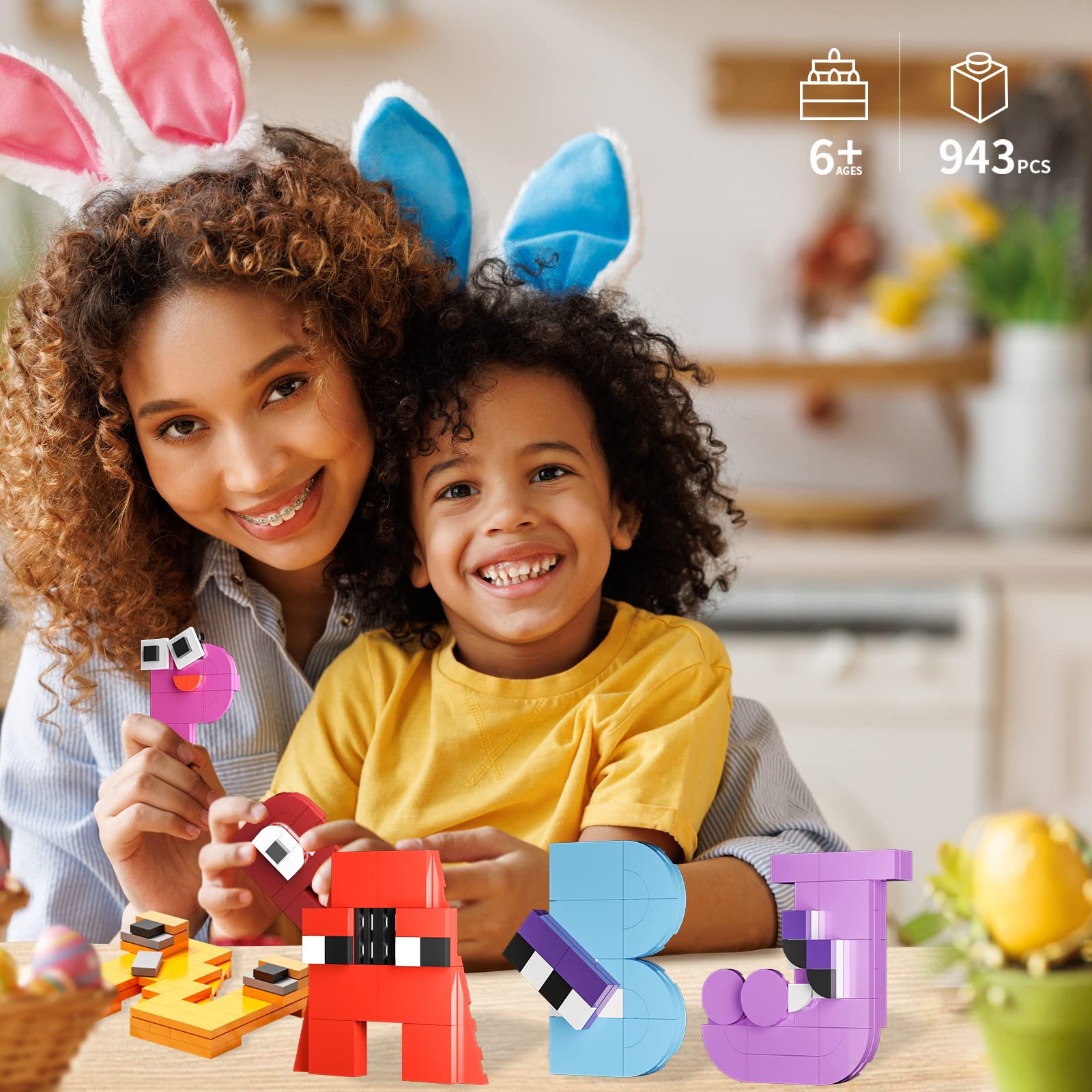 Lingtoolator habet Letter Lore Building Blocks Set, A-Z Alphabets Education Toys ABC Alphabet Learning Toys, ABC Learning for Toddlers Alphabet Knowledge Building Bricks for Boys Girls (943 pcs)