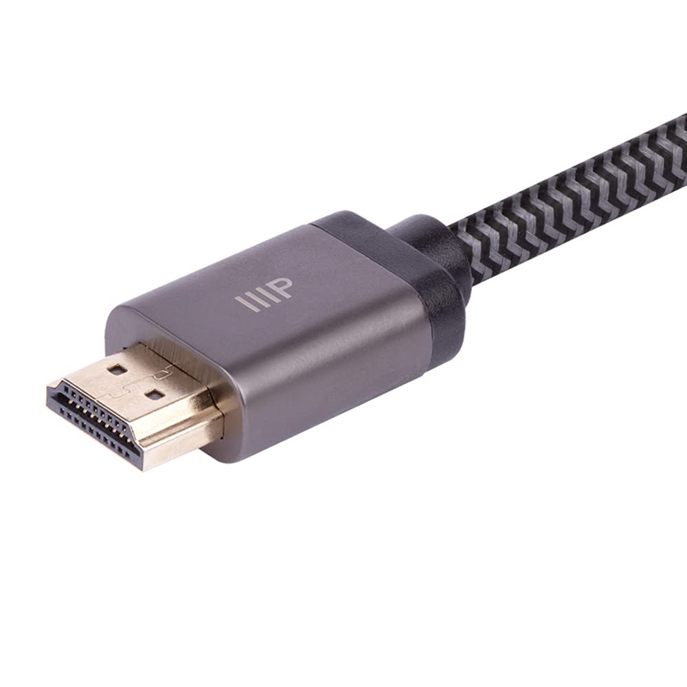 Monoprice 8K Certified Ultra High Speed HDMI Cable - Braided - HDMI 2.1, 8K@60Hz, 4K@120Hz, 48Gbps, HDR, VRR, CL2 In-Wall Rated, 10ft, Black