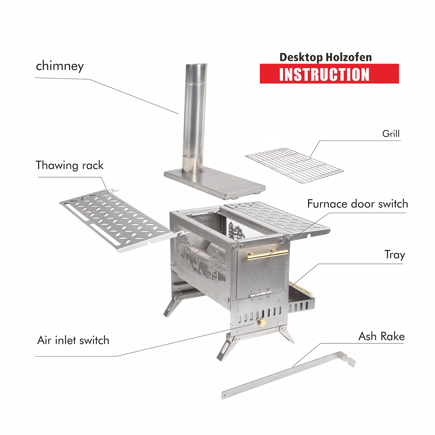 Portable Wood Burning Stove Stainless Steel Stove for Camping Hunting Portable Mobile Kitchenette Includes 6ft Plumbing