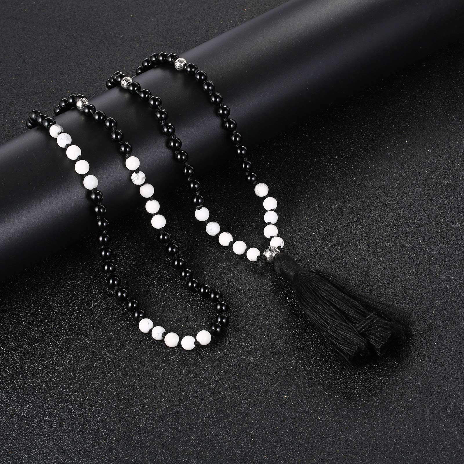 LIUANAN 108 Mala Beads 8mm Natural Bracelet Healing Gemstone Yoga Meditation Hand Knotted Mala Prayer Bead Necklace