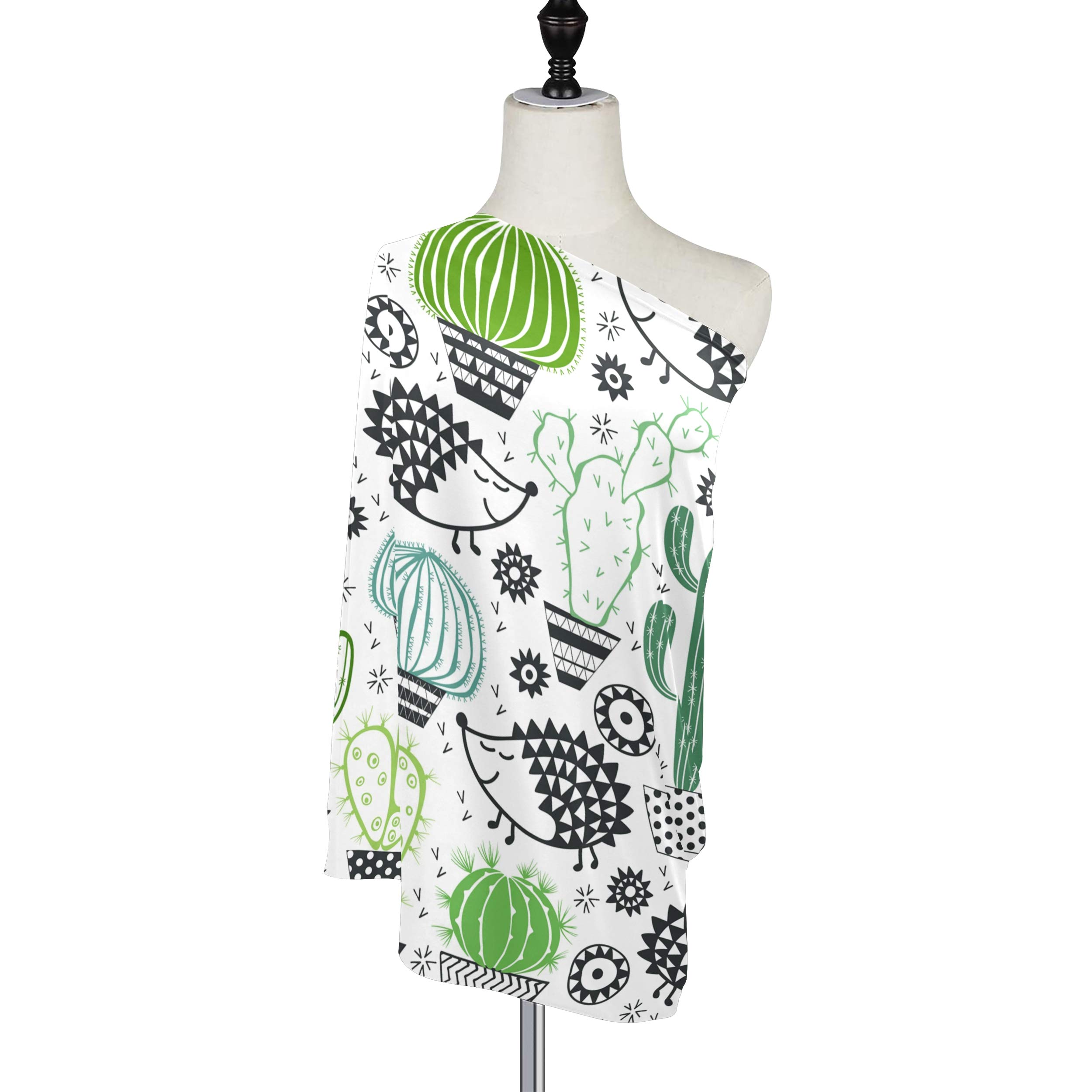 Nursing Cover Breastfeeding Scarf Hedgehogs & Cactus- Baby Car Seat Covers, Stroller Cover, Carseat Canopy (a)