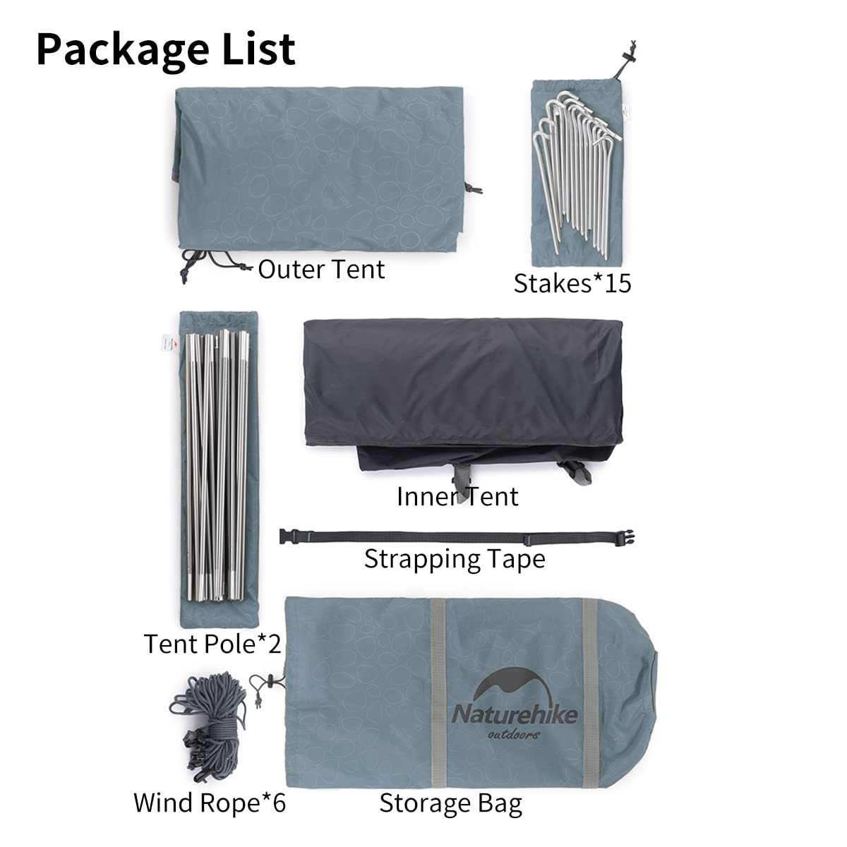 Naturehike P Series Lightweight 2 Person Tent Outdoor Rainproof Sunscreen Camping Tent for Beach, Park, Hiking