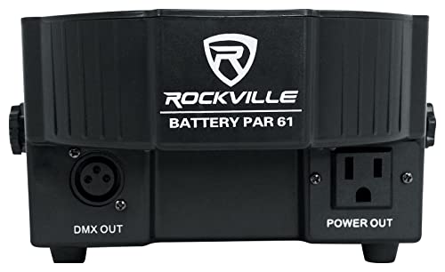 Rockville Battery PAR 61 Pack Black, 8 Pack Rechargeable RGBWA+UV Wash Lights with Charging Flight Case, Includes Remote, 15 Hours Battery Life, Perfect for Events, Parties & DJ Gigs