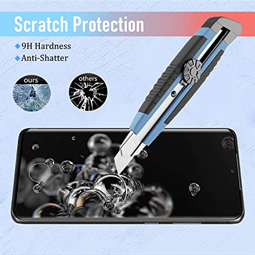 Micger Galaxy S20 Screen Protector, 2 Pack Tempered Glass Screen Protector, 2 Pack Camera Lens Protector, Easy Installation, Compatible Fingerprint, 3D Glass 9H Hardness Tempered Glass Screen
