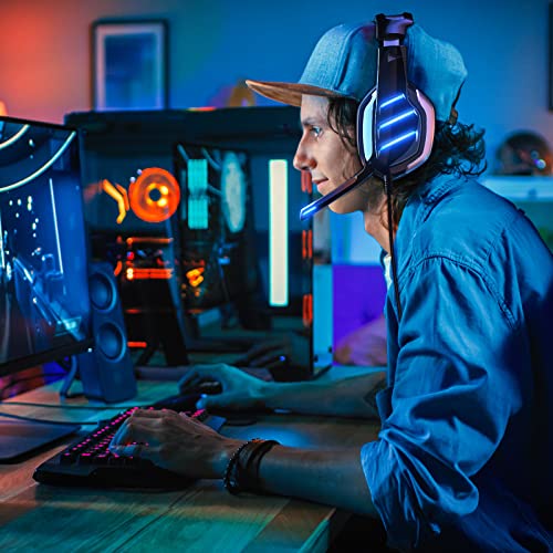 Ozeino Gaming Headset for PS4 PS5 Xbox One PC Switch Laptop with 7.1 Surround Sound, Gaming Headphones with Noise Canceling Mic