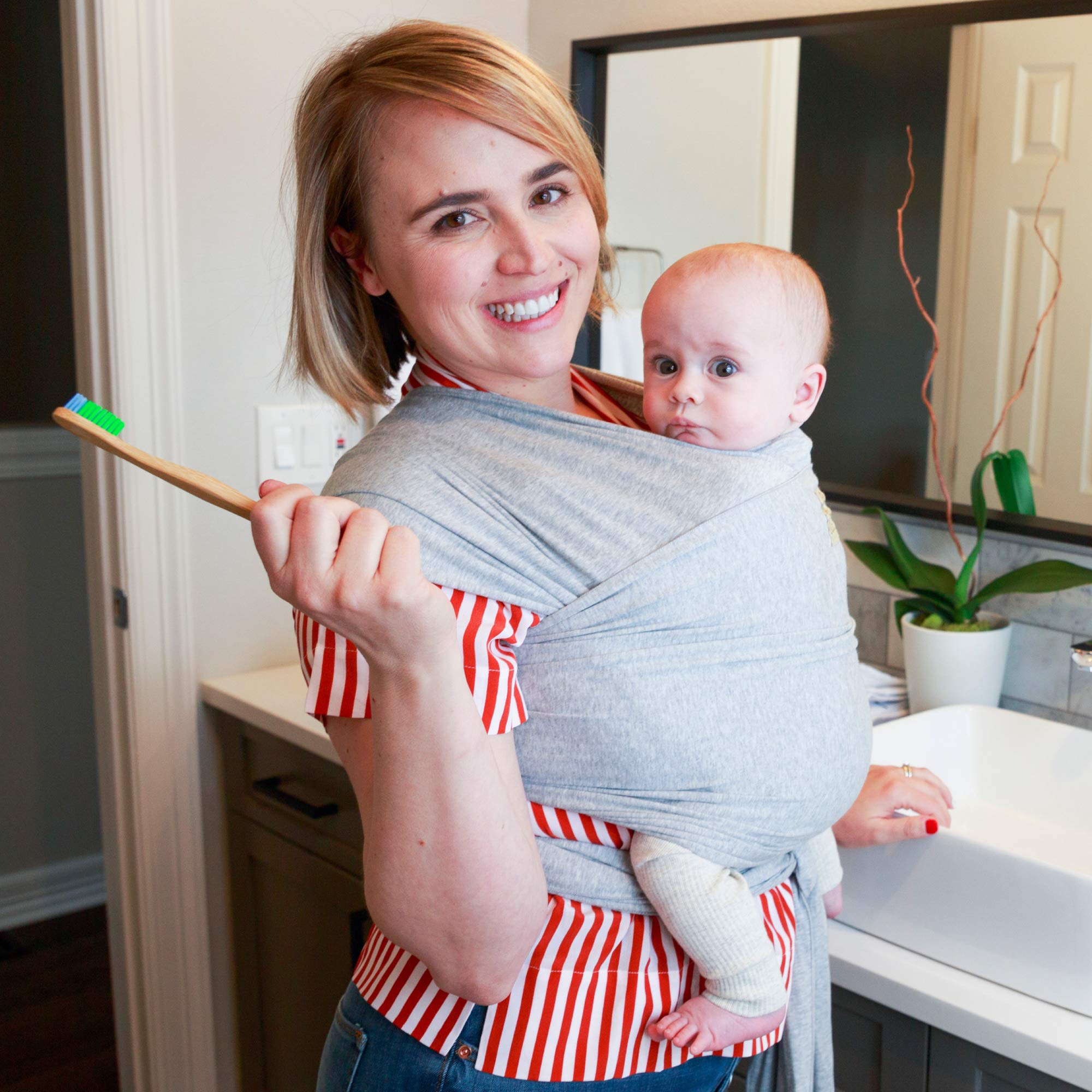 LÍLLÉbaby Tie The Knot Wrap II Ergonomic Baby Carrier Wrap for Infants Babies Toddlers, Heather Grey