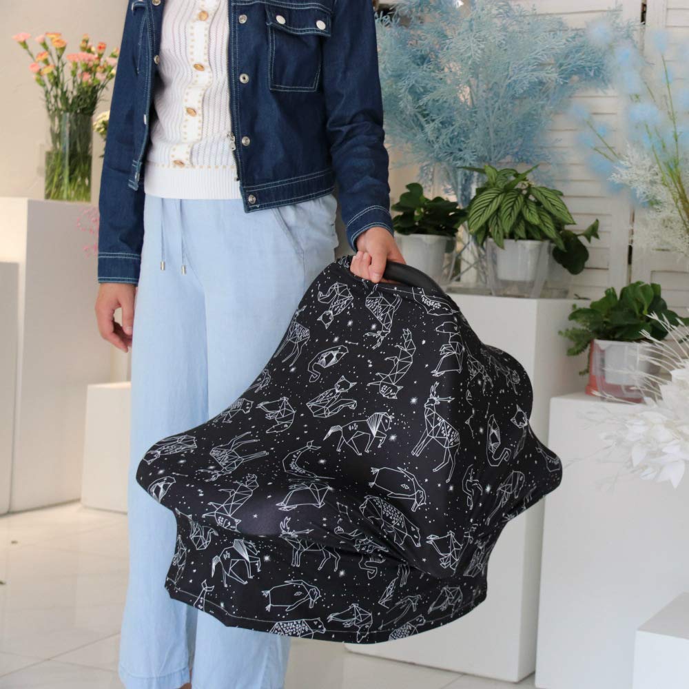 Multi-Use Carseat Canopy, Stretchy Car Seat Cover, Breastfeeding Nursing Cover (Constellation).