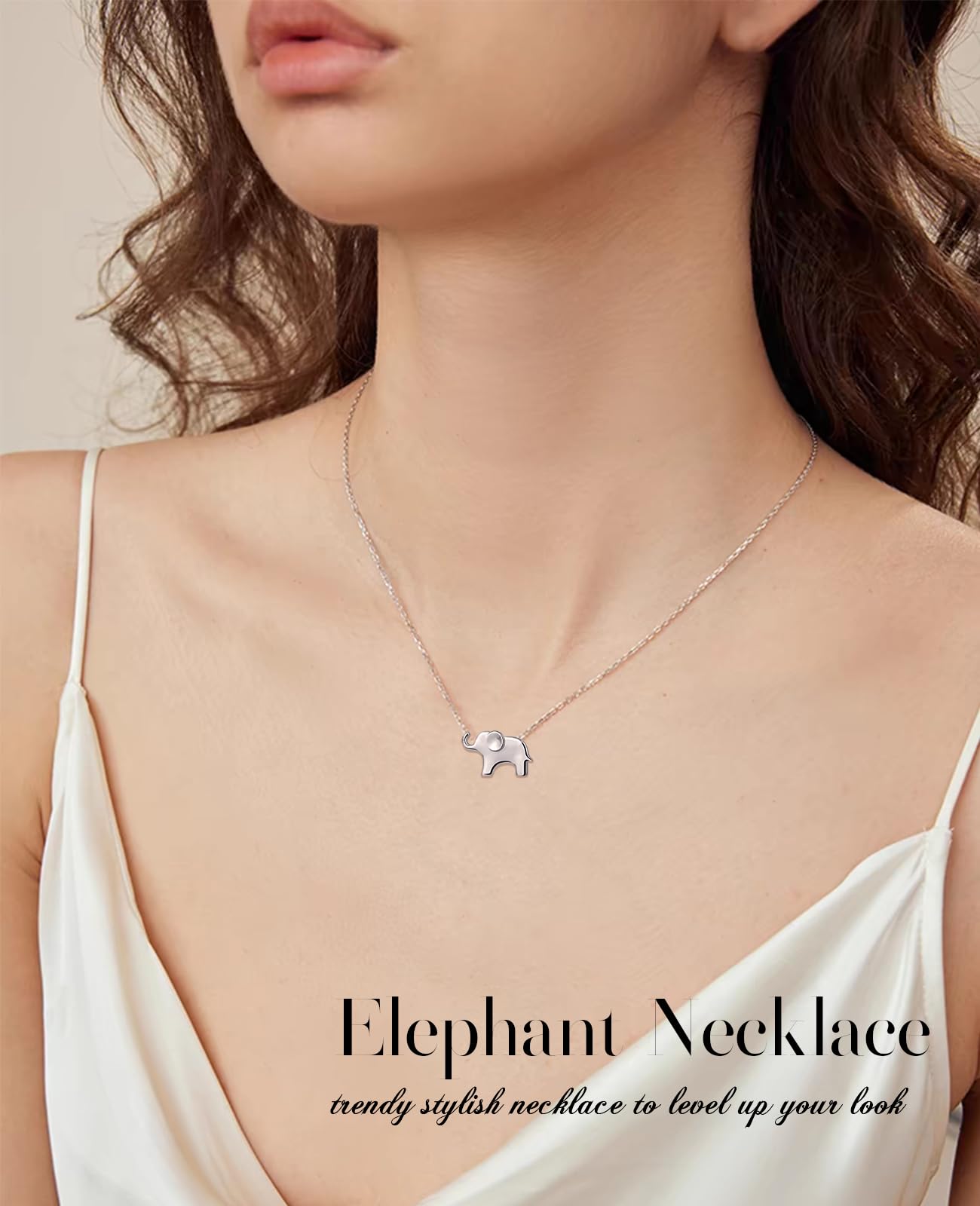 Ladytree S925 Sterling Silver Lovely Elephant Pendant Necklace for Women Jewelry Gift