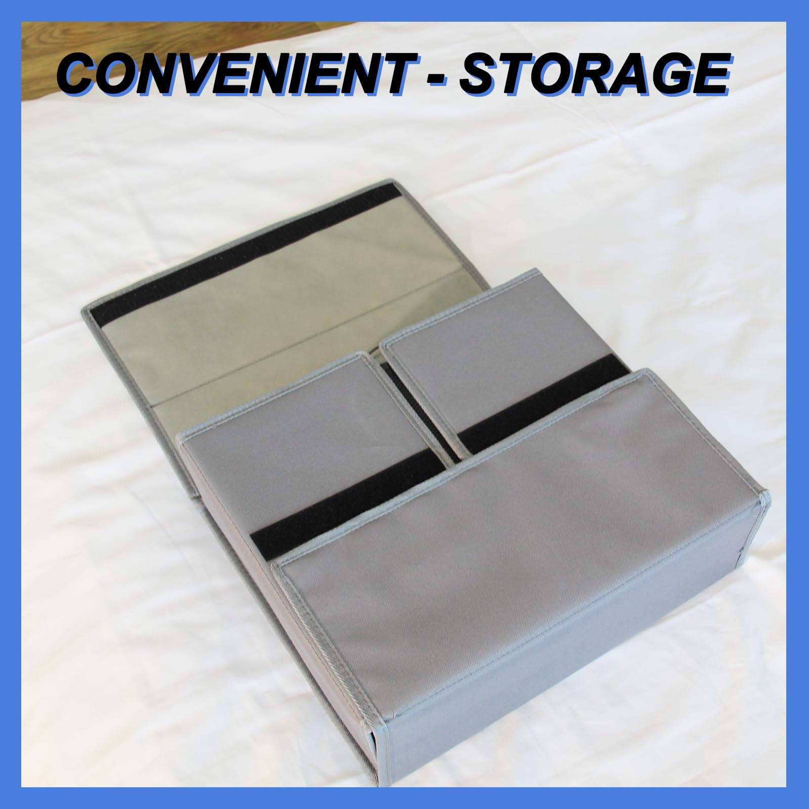 ZDFRBJGㅤㅤㅤㅤ Bed Sheet Organizer and Storage Foldable Oxford For Bed Sheets(King & Queen Size), Duvet Covers and Pillowcases with Handle and window 4 Pcs(Gray)