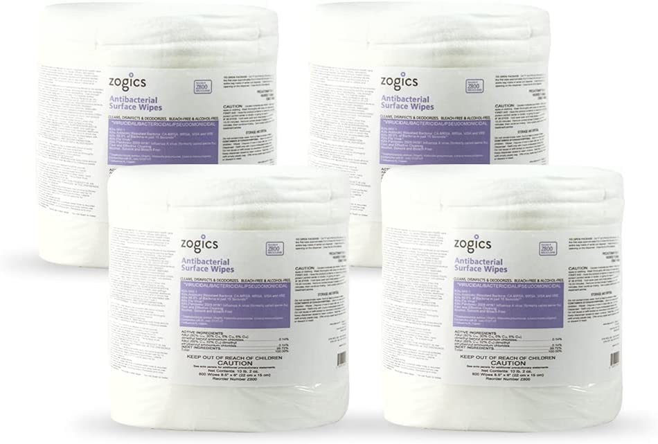 Zogics Antimicrobial Wipes and Wall Mounted Dispenser β No-Touch Wipes Dispenser, Mounts Easily to Wall for Quick Access to Disinfecting Wet Wipes