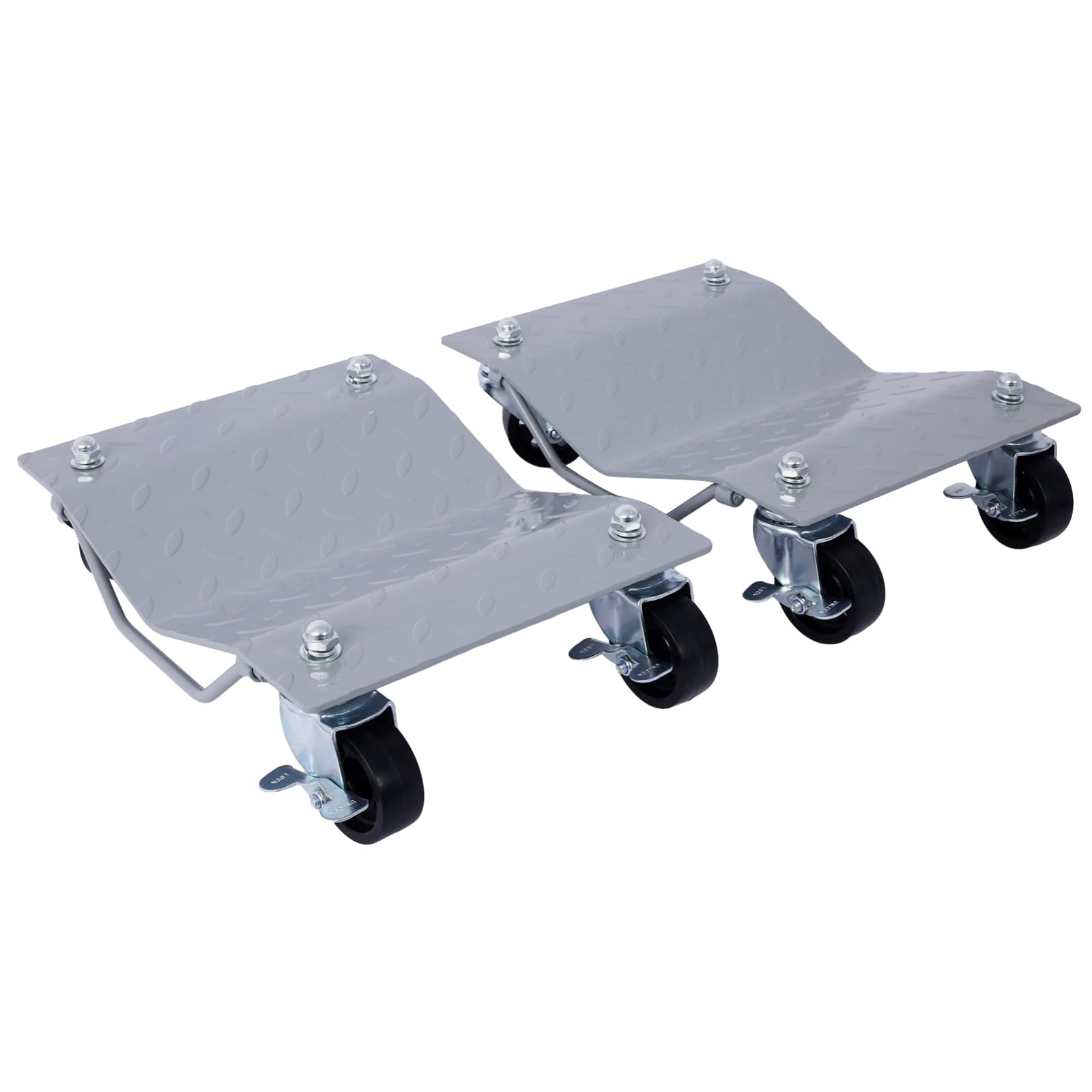 Miscoos Car Dolly, Heavy Duty Wheel Dolly,4 Tire Wheel Dolly Car Stakes 6000lbs Capacity,Gray