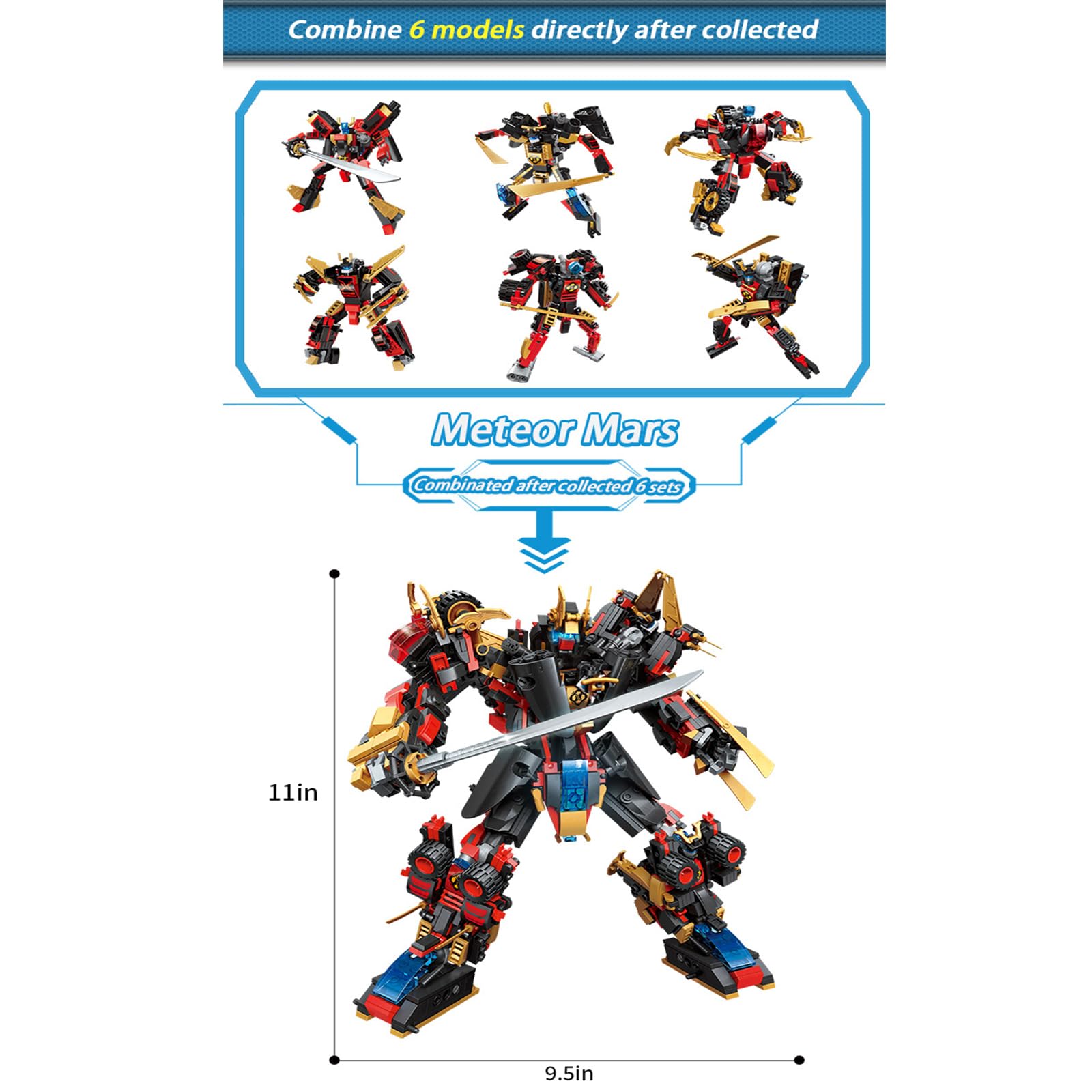 LITTLE FROGGY STEM Robot 6-in-1 Transformation Mech Warrior Vehicles Building Block Kit Compatible with Lego Bricks Excellent Gift for 6-12 Years Old Boys(908 PCS)