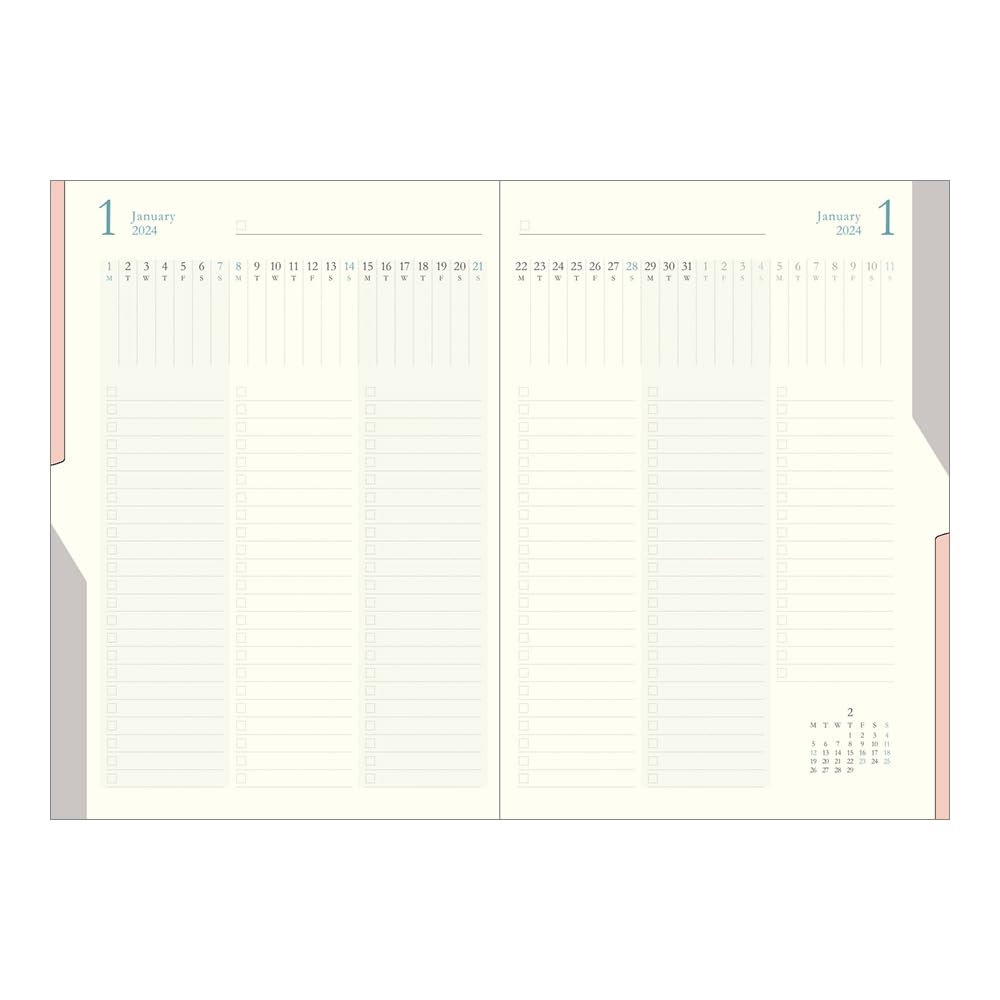 Midori 22268006 ToDo Double Schedule Planner, 2024, B6, Monthly Planner, Orange (Starts October 2023) (orange)