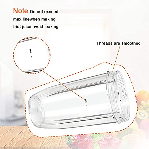 NutriBullet Replacement 32-Ounce Cups Compatible With NUTRiBULLET Blender Cup (Pack of 2) | Replacement Parts & Accessories Compatible With NutriBullet | Fits NutriBullet 600w and Pro 900w Blender