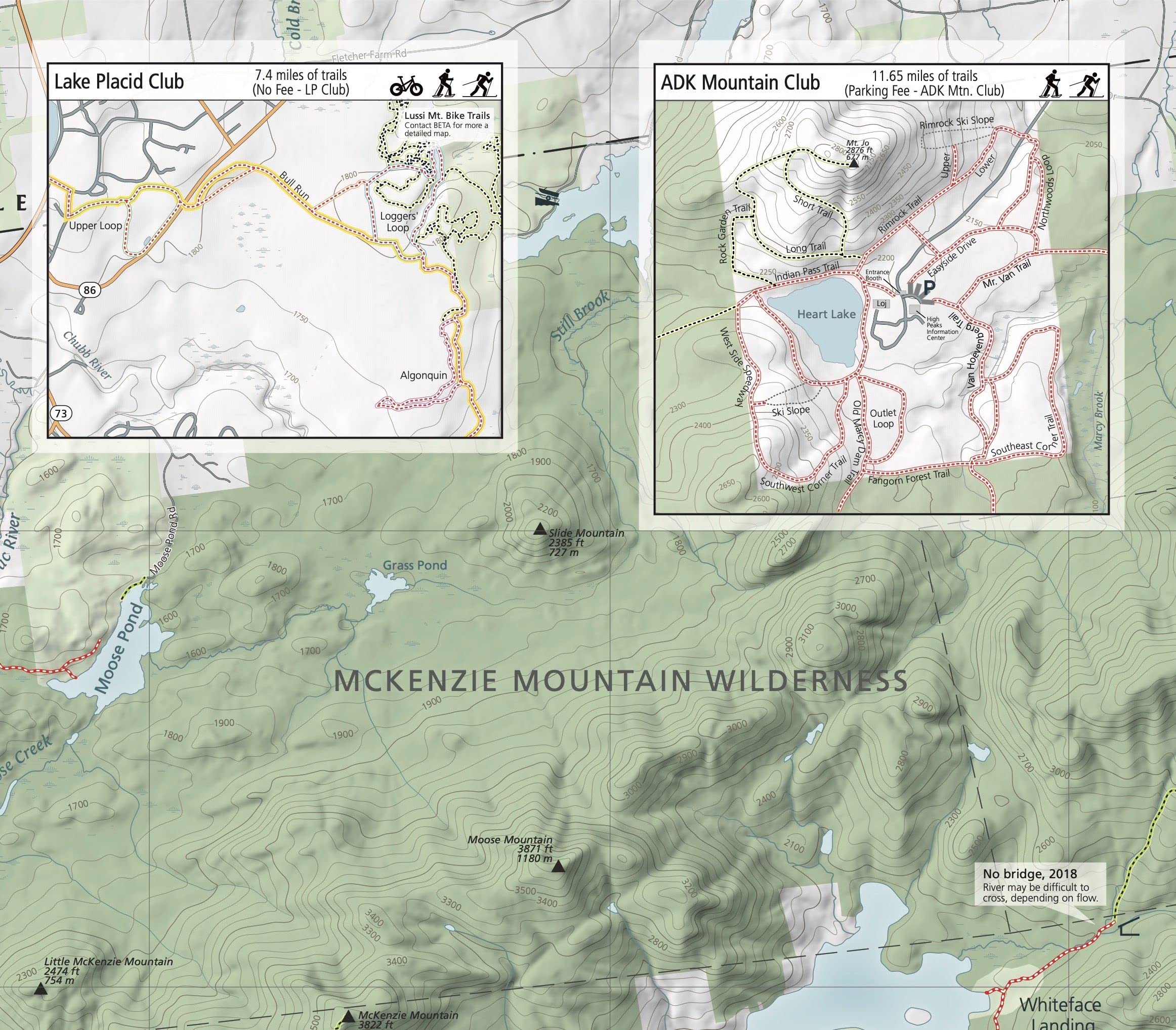 Lake Placid & Saranac Lake Winter Trails Map | Adirondacks High Peaks Hiking Map | Jackrabbit Ski Trail, Paul Smith’s College VIC, Cascade X-C Ski Center | Durable, Waterproof & Tear Resistant