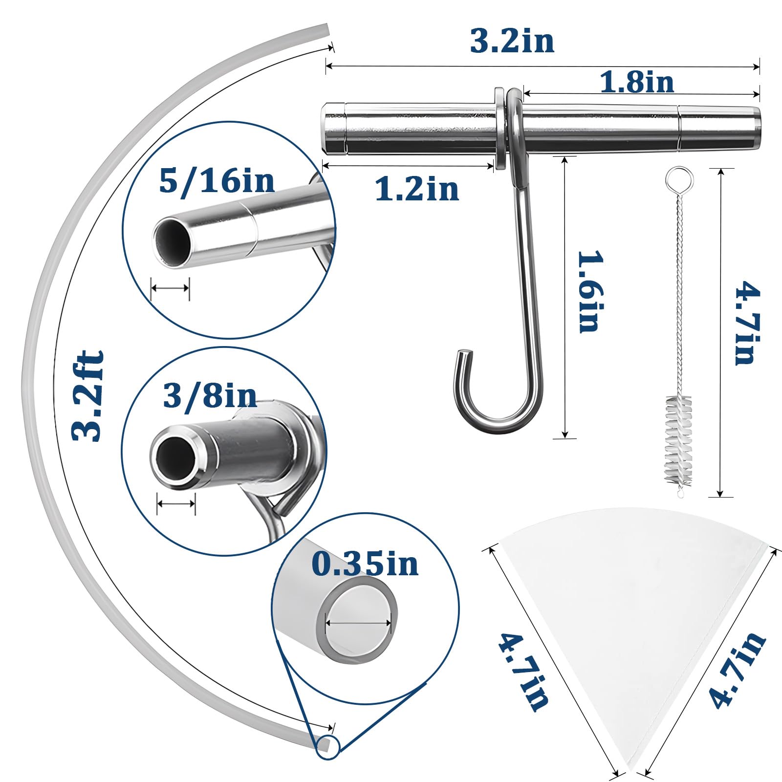 YEOSLL Maple Syrup Tapping Kit - Food-Grade Stainless Steel, PFOA-Free, Includes Maple Syrup Taps, Brush and Filters, 1-Set