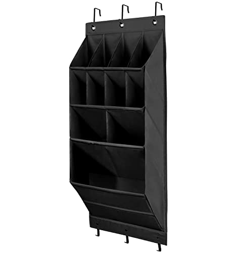 Yteseery Door Shoe Rack with Large Deep Pockets, Hanging Shoe Organizer for Narrow Door, Over The Door Shoe Organizer for Dorm, Shoe Rack for Door, Hanging Shoe Rack for Closet Door RV, Black 1 Pack